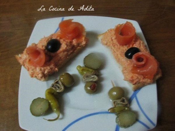 Receta de tapa de atún y salmón ahumado