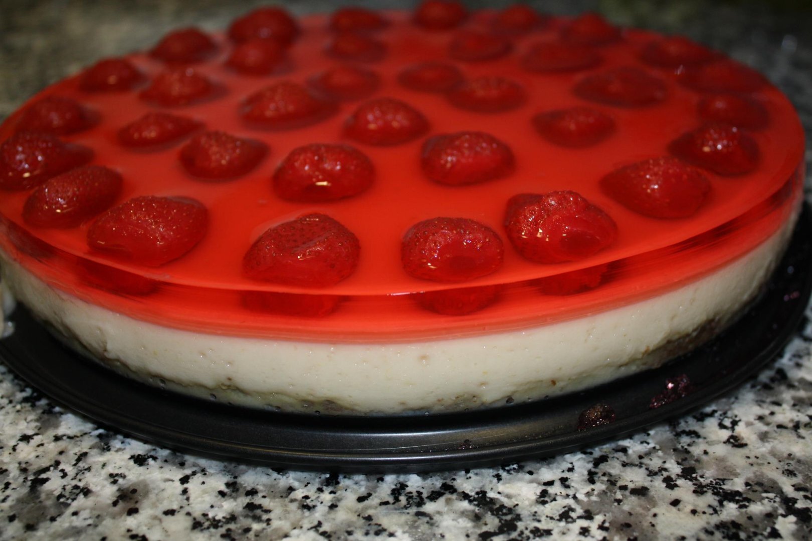 Tarta de mouse de plátano y áspic de fresas - Receta Petitchef