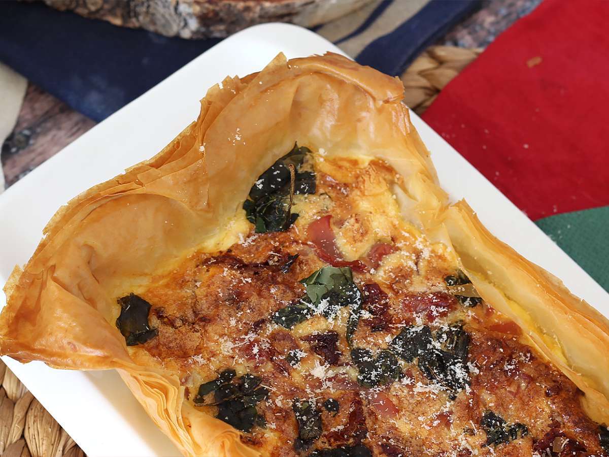 Tarta salada a la italiana con pasta filo - Receta Petitchef