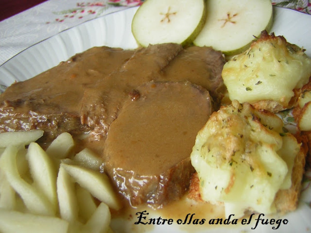 Receta de ternera en salsa de pera y zanahoria