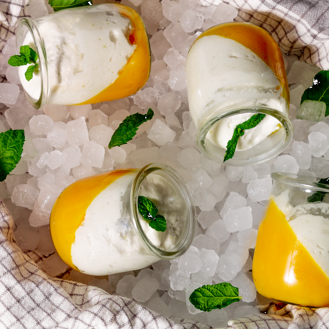 Receta de vasitos de mango y mousse de coco