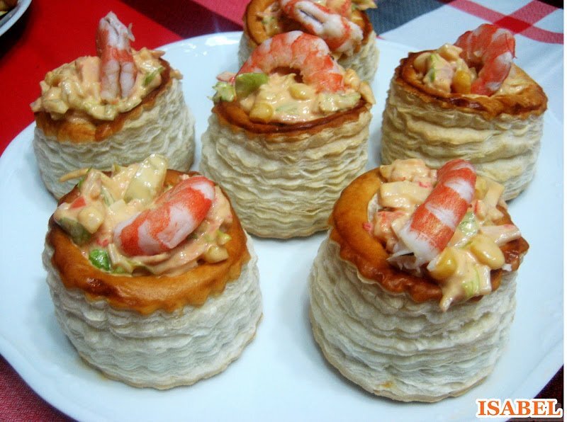 Receta de volovanes de aguacate y langostinos fáciles