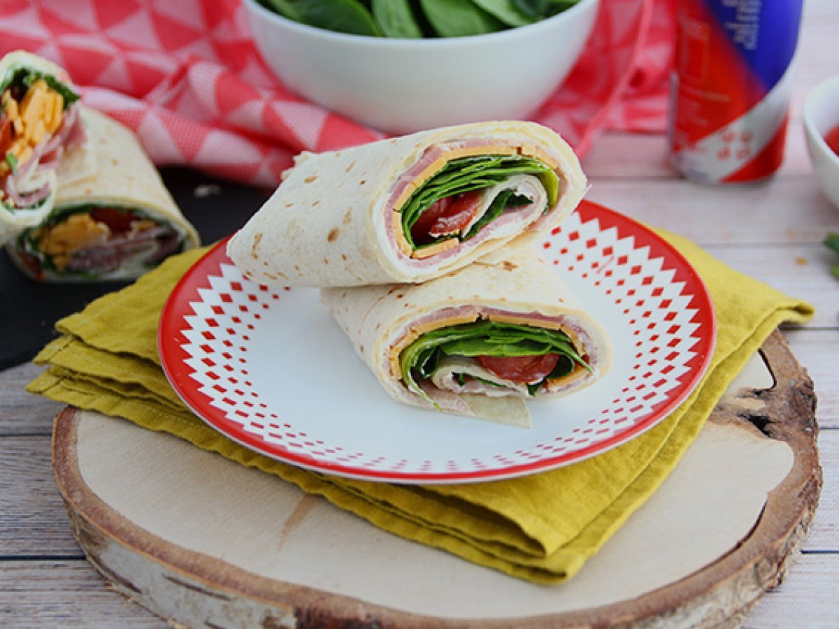 Receta de wraps de jamón, cheddar y espinacas